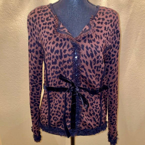 berek | Sweaters | Berek Animal Print Sweater Trimmed In Lace Sequins ...